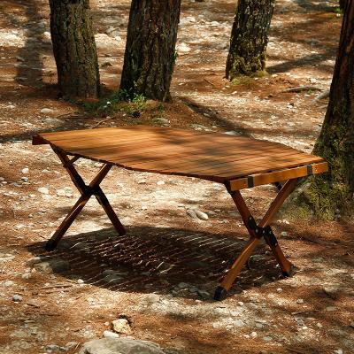 China Folding Beech Wood Camping Table 90x90cm 30kg Capacity for sale