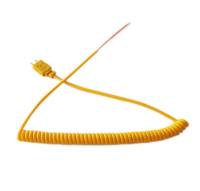China Coiled Type K Thermocouple Cable With Miniature Connector Chromel Alumel Flat PVC Insulation Pin Fast Response for sale