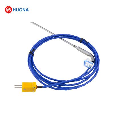 China Stainless Steel Sheathed Type J Thermocouple Probe 3×100mm 2m Silicone Lead Mini Plug for sale