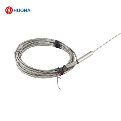 China Type K Thermocouple Probe 1.5×100mm Stainless Steel Sheath 5m Braided Lead for sale
