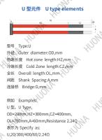 China U-Shaped Silicon Carbide Heating Rod with 1600°C Max Working Temp, Customizable Dimensions for Compact Furnaces for sale