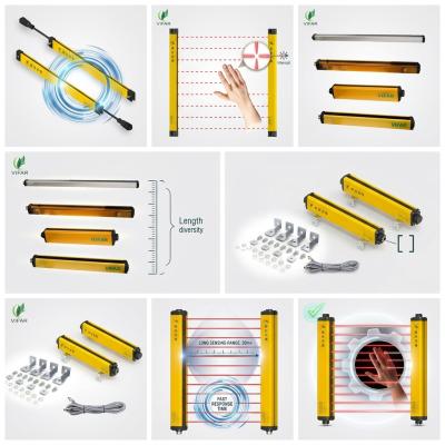 China Compact Safety Light Curtain 30x30mm Dual Output NPN PNP Injection Molding Machine Guard Barrier for sale