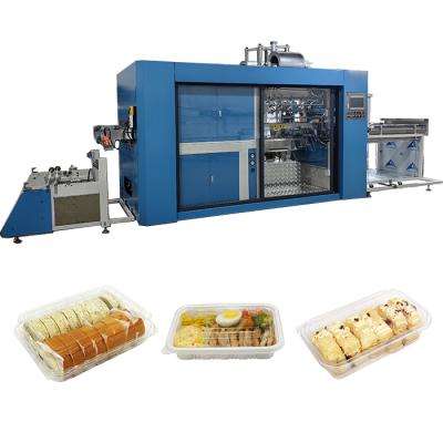 China Plastic Disposable Fruit Tray Fully Automatic PP HIPS EPS PS PVC PET Motor Thermoforming Prep Machine for sale