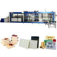 China Automatic Thermoforming Plastic Food Packing Box Tray Machine with Motor & Pump, PP/PS/PVC Materials Automatic Corn Starch Plastic Tray Making Machine with Touch Screen Control Vacuum Thermoforming for sale
