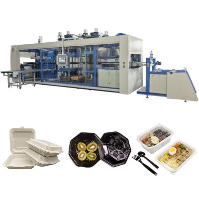 China Fully Automatic Three-Station Pressure Thermoforming Machine Automatic Disposable Plastic Food Container Thermoforming Machine Multi-Stations Thermoforming Machine for sale