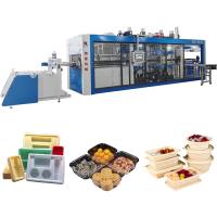 China 3 Station Pressure Vacuum Thermoforming Machine with 650×750mm Forming Area and 10-35 Mold/Min Production Efficiency for sale