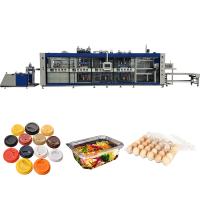 China Four Station Pressure Plastic Thermoforming Machine Multi Stage Heating High Output Plastic Lid Thermoforming Machine Multi-Station Plastic Lid Thermoforming Machine for sale