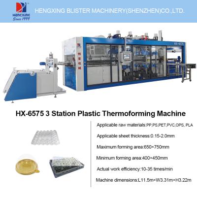 China Fully Automatic 3/4 Stations Positive & Negative Pressure Thermoforming Machine for Plastic Trays for sale