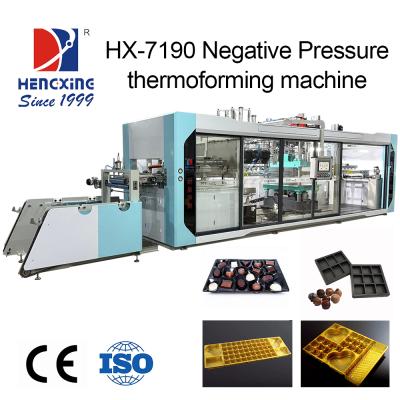 China Fully Automatic Multi Grid Chocolate Tray Machine Thermoforming Machine For Making Take Plastic Food Container Product for sale