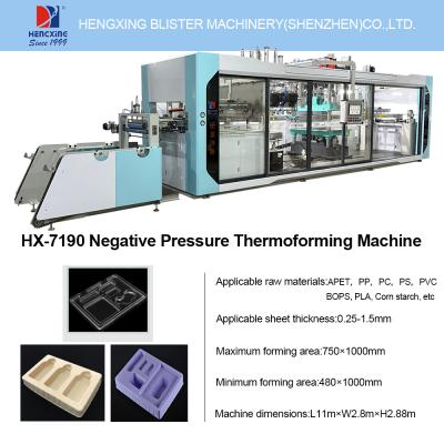 China Multi-Station Thermoforming Machine for Disposable Food Containers, Continuous Roll-Fed Thermoforming Machine for Food Packaging, Precision Thermoforming Machine for Food Grade Plastic Packaging for sale