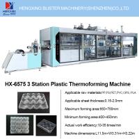 China Automatic Three Station Disposable Food Container Making Machine Fast Plastic PP PET Vacuum Forming Machine Fast Food Boxes for sale