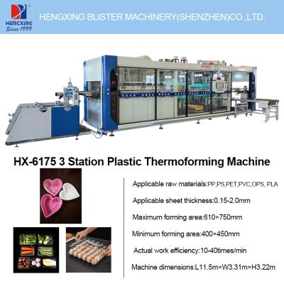 China Automatic 3-Station Thermoforming Machine for PP PET Food Container: High Speed & Auto Stacking Saving Labor Cost | HENGXING for sale