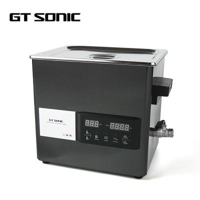 China Black Industrial Ultrasonic Cleaner 9L 200 Watt Digital Touch Panel With Drain Valve for sale