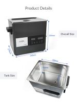 China GT SONIC 200W Heated Ultrasonic Jewelry Cleaner 9 Liters Tank for sale