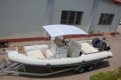 China 28 Ft 850cm Cm PVC Inflatable Boat , Rib Inflatable Boat With Big Sunbathe Panel for sale