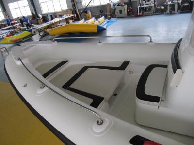 China Fiberglass + Orca Hypalon Rigid Hull Inflatable Rib Boat with steering system for sale