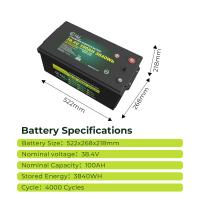 China 36V 100Ah Smart LiFePO4 Battery Pack Bluetooth CANBUS 4000 Cycles For Uninterruptible Power for sale