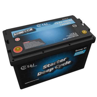 China BCI Group 31 12V 100Ah 1500CCA Auto Lithium Dual Purpose Cranking Lifepo4 Battery for sale
