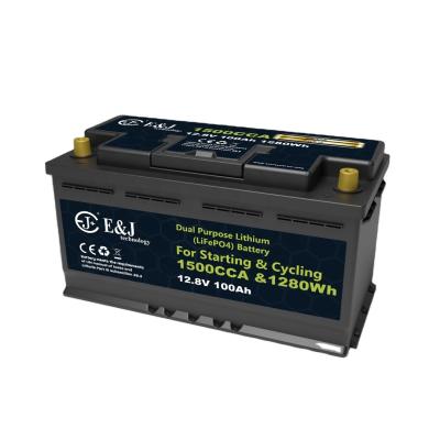 China 1500 CCA 12V 100Ah Bluetooth LiFePO4 Starter Battery For Auto Campervan Marine for sale
