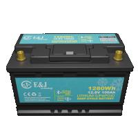 China Self Heating Din80 Type H7 Size Bluetooths Lithium Ion Battery 12V 100Ah LiFePO4 Pack For Low Temperature Application for sale