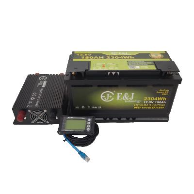 China 12V 180Ah LiFePO4 RV Lithium Battery System 60A DCDC MPPT 2 In 1 Charger Precision Monitor for sale