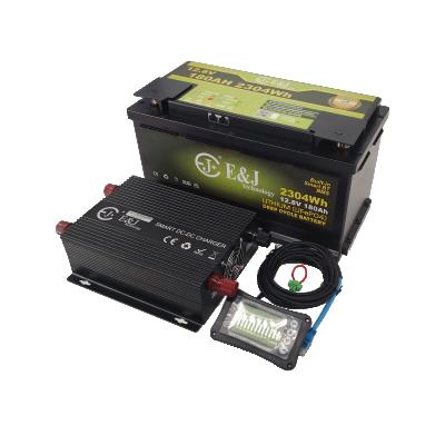 China Smart 12V 180Ah LiFePO4 Battery Pack With 60A DC DC MPPT Charger LCD Battery Monitor for sale