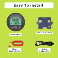 China Smart Battery Monitor Indicator With Quick Connect Shunt 50A 75A 500A App Monitoring for sale