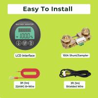 China Smart Battery Monitor Indicator With Quick Connect Shunt 50A 75A 500A App Monitoring for sale