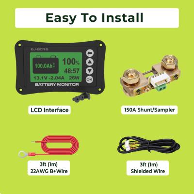 China EJ BC16 Smart Shunt Battery Coulometer 150A For Forklift Golf Cart Solar System for sale