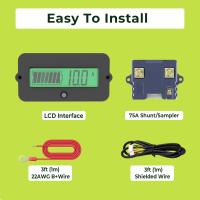 China 75A Shunt SOC Meter LCD Battery Monitor 8V-80V For Lithium AGM Lead Acid E Scooter E Bike Motorcycle for sale
