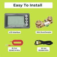 China Smart Shunt Wireless Battery Monitor SOC LCD Gauge 8-80V For Marine RV Boat Splash Proof for sale