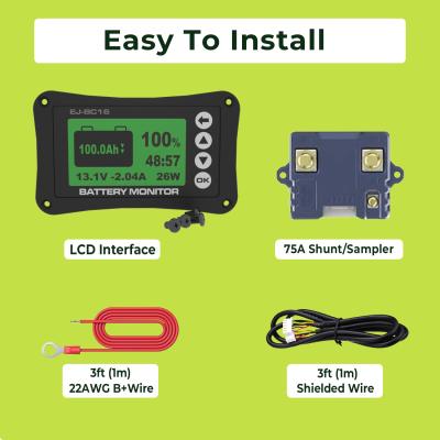 China 75A Wireless Battery Monitor 8 - 80V Smart Shunt SOC & Coulomb Meter for sale