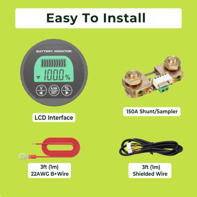 China 150A 12V LCD Battery Monitor Current Voltage Meter Deep Cycle Lithium Capacity Tester for sale
