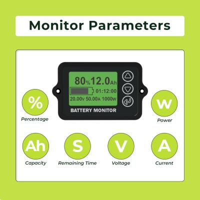 China Realtime Current Monitor 500A Lithium Battery Monitor Smart Shunt SOC Meter 8-80V For DIY Battery Pack for sale