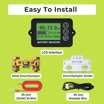 China Current Shunt Battery Monitor 75A 150A 500A For Lithium AGM GEL Battery Banks for sale