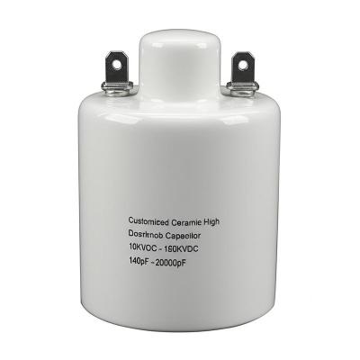 China Customized Ceramic High Voltage Doorknob Capacitor 10KVDC-150KVDC 140pF-20000pF with 10% Capacity Accuracy for sale