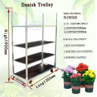 China Hot Dip Galvanized Plywood Material Flower Trolley Heavy Wheel Easy To Install for sale