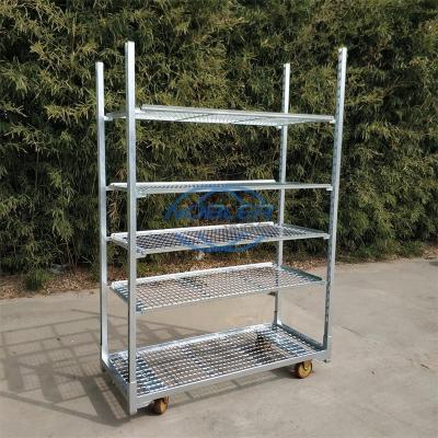 China Rubber Wheels Danish Flower Trolley Metal Sheet Layer Waterproof and Durable for Easy Transport for sale