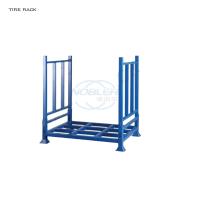 China Customized Collapsible Orange Tire Storage Rack Shelves Foldable Metal Stackable for sale