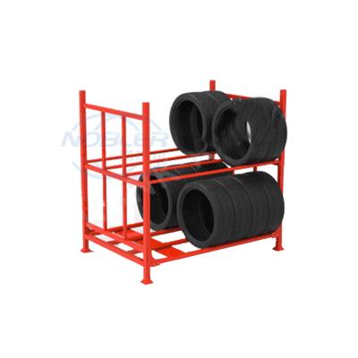 China Warehouse Metal Coated Anti Corrosion Stacking Truck Tire Storage Rack Detachable for sale
