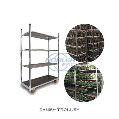 China Standard Container Flower Trolley Logistics Turnover Truck Nylon Wheel Bearing Strong Cold Galvanized Instal for sale