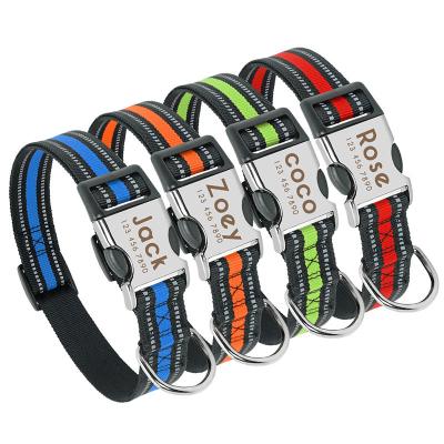 China Custom Logo Adjustable Polyester Dog Collar 100 pcs MOQ Reflective Safety for sale