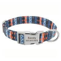 China Custom Pattern Polyester Pet Dog Collar Adjustable Nylon Reflective Safety for Outdoor Walking for sale