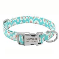China Custom Pattern Polyester Pet Dog Collar Adjustable Nylon Reflective Safety for Outdoor Walking for sale