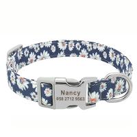 China Custom Pattern Polyester Pet Dog Collar Adjustable Nylon Reflective Safety for Outdoor Walking for sale