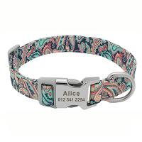 China Custom Pattern Polyester Pet Dog Collar Adjustable Nylon Reflective Safety for Outdoor Walking for sale