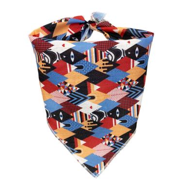 China Custom Printed Cotton Plaid Dog Bandanas Wearable for All Seasons S M Size for sale