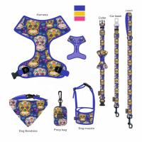 China Sublimation Patterns Multicolor Dog Harness Bandana Sets With Metal Hook for sale