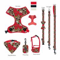 China Sublimation Patterns Multicolor Dog Harness Bandana Sets With Metal Hook for sale