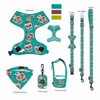 China Sublimation Patterns Multicolor Dog Harness Bandana Sets With Metal Hook for sale